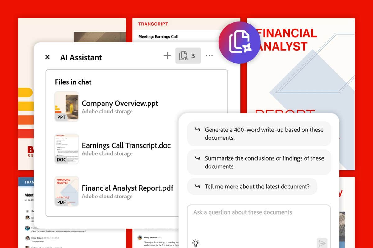 Materialien zur Integration von Adobe Firefly in Acrobat und zur Chat-Unterstützung mehrerer ...